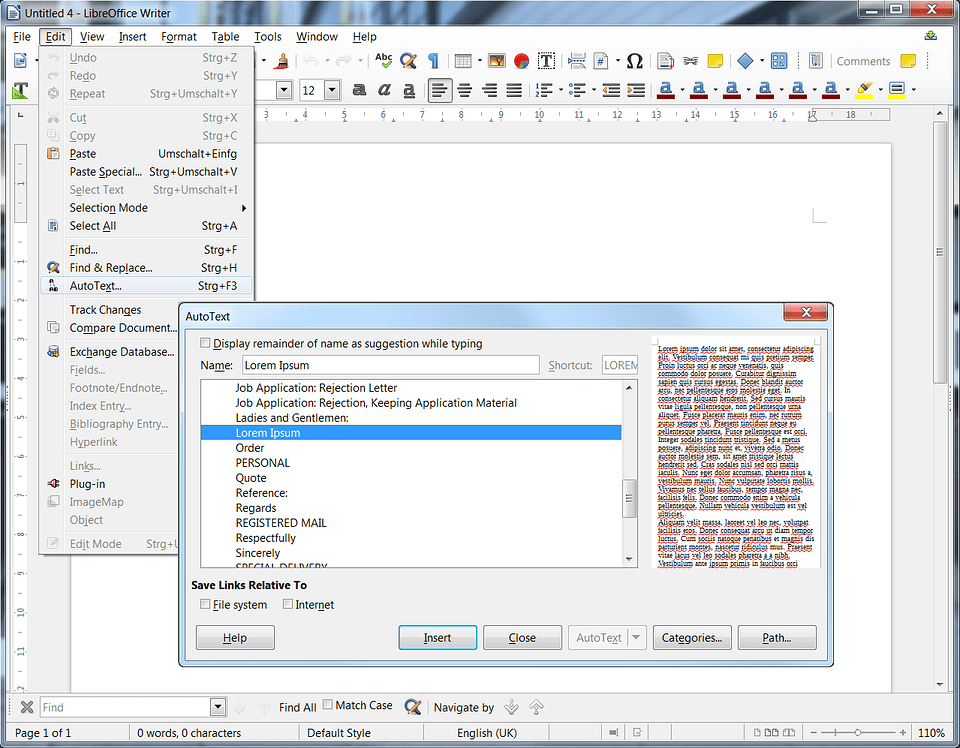 How to insert pseudo text? - English - Ask LibreOffice