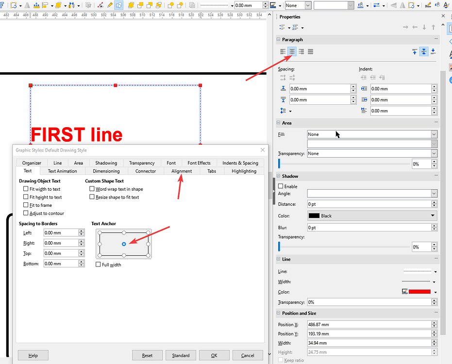 LibreOffice Draw: Is it possible to center multiline text inside the ...