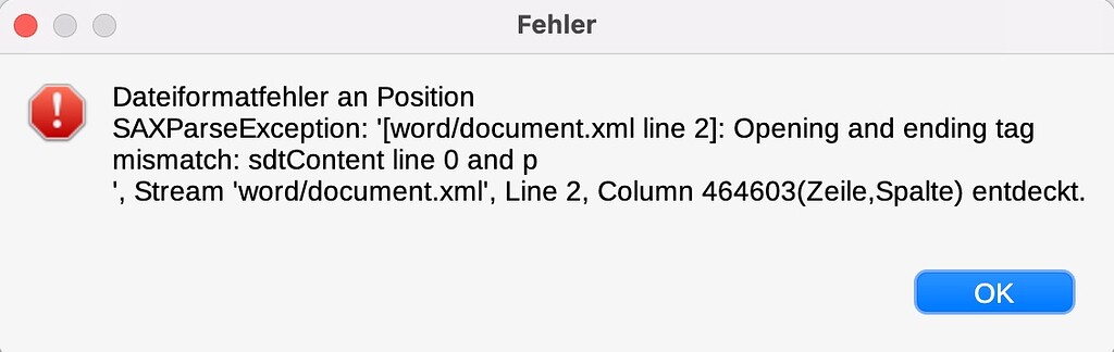SAXParseException: '[word/document.xml line 2]: Opening and ending tag mismatch: - Deutsch - Ask ...