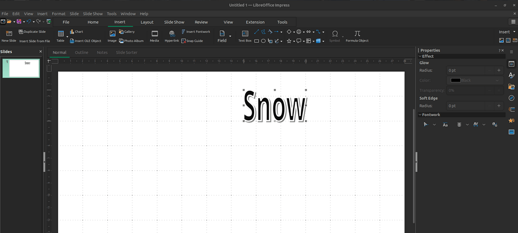 Impress - Many properties missing in the sidebar selecting a fontwork ...