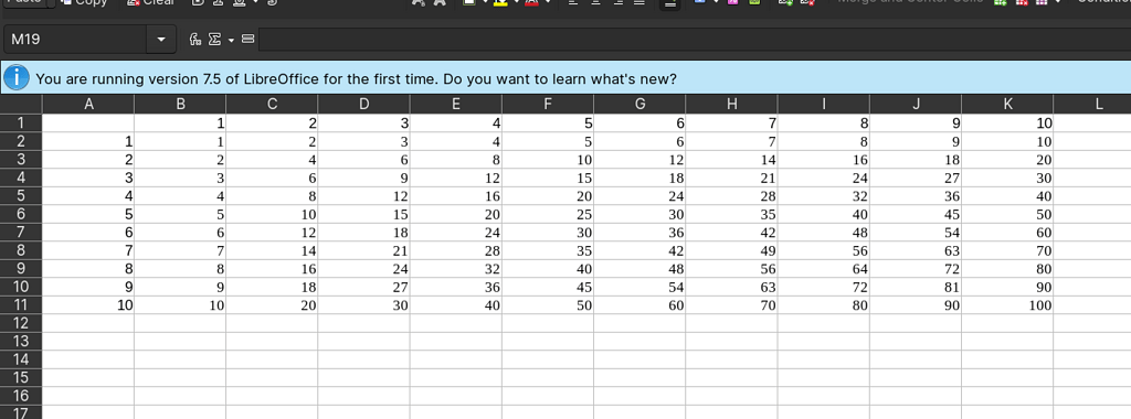 Create Time / Multiplication Table - English - Ask LibreOffice
