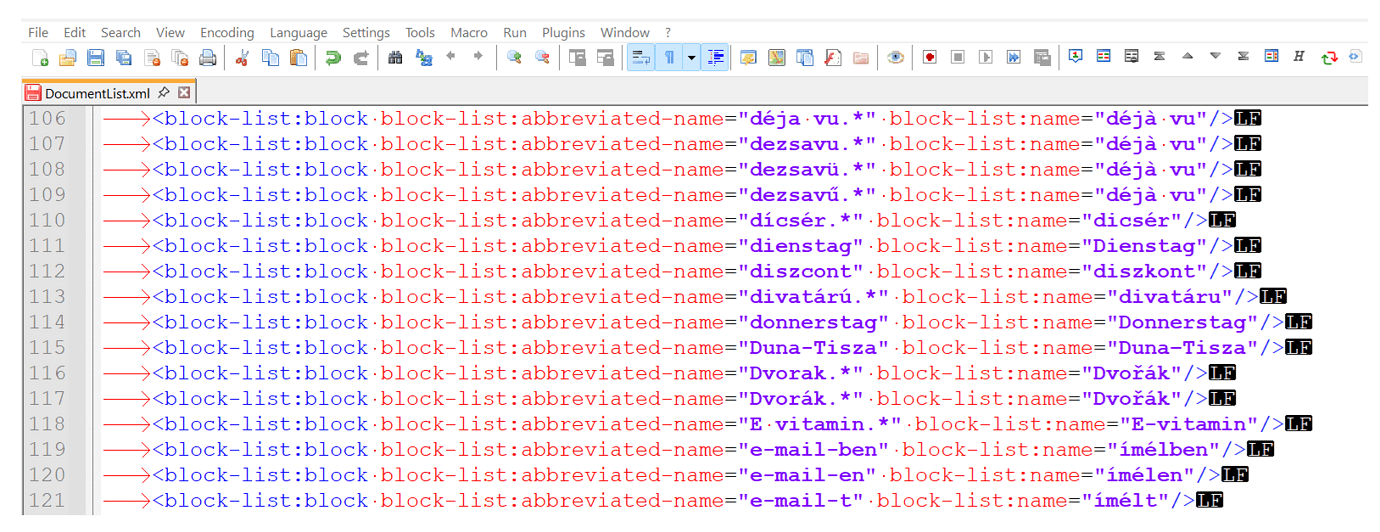Autocorrect -- edit the list of words, replacement table manually ...