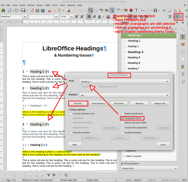 Heading 1 numbering restarts from 1 in the middle of document after having incremented to 3 ...