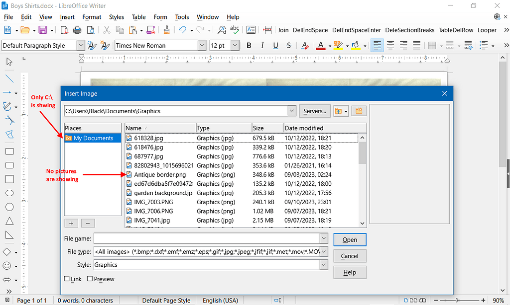 Insert Image has changed where it opens - English - Ask LibreOffice