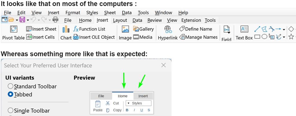 Libreoffice calc Tabbed layout is too compact (visually complex ...
