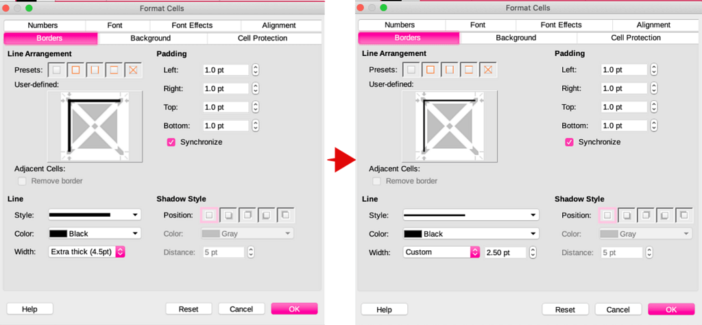 Format cell > borders - English - Ask LibreOffice
