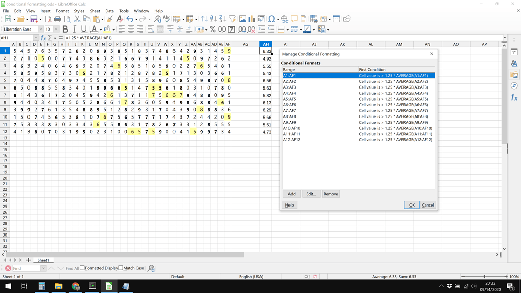 Inconsistent conditional formatting using formula - English - Ask LibreOffice
