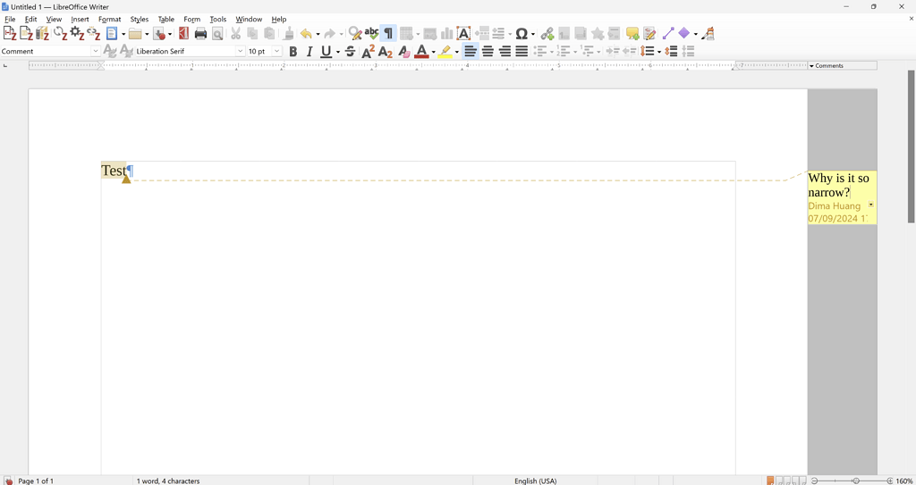 Writer Comment box very narrow - English - Ask LibreOffice