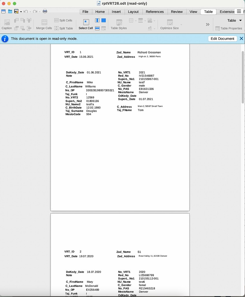 LO Base how to print just one row data (in report) at a time - #2 by Ratslinger - English - Ask ...