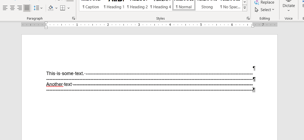 Formatting text consisting with lots of dashes - English - Ask LibreOffice
