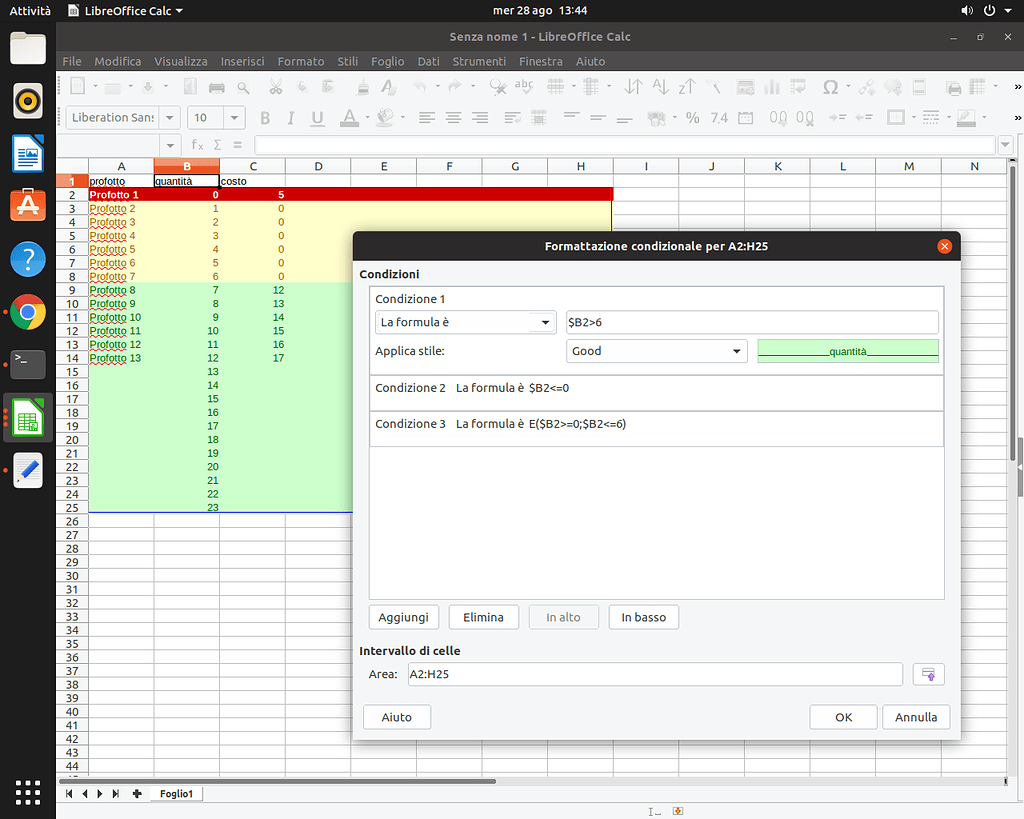 gradiente su intera riga - Italiano - Ask LibreOffice