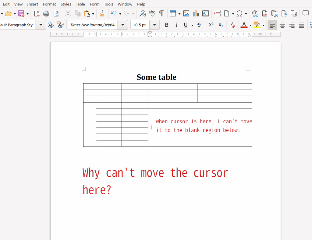 Why can't move the cursor into blank region? - English - Ask LibreOffice