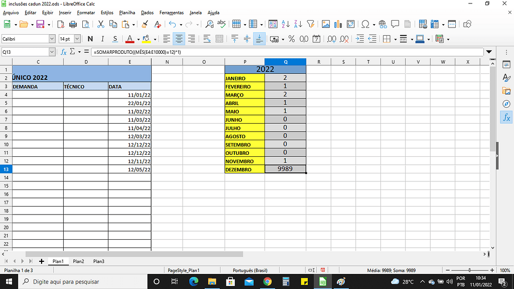 Somando os messes inserido diariamente em uma tabela - Português do ...