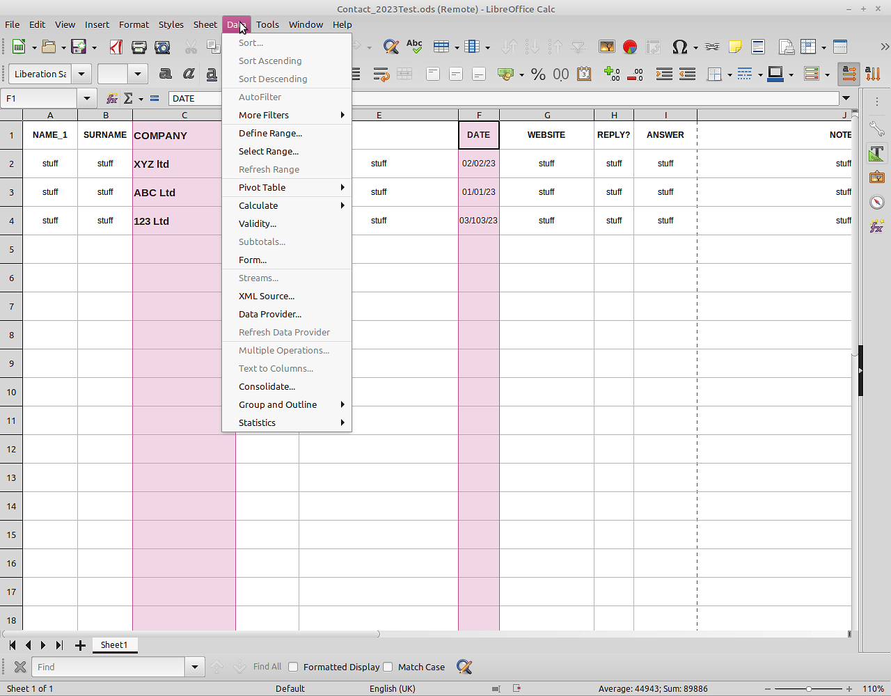 LibreOffice Calc multiple sort buttons - English - Ask LibreOffice