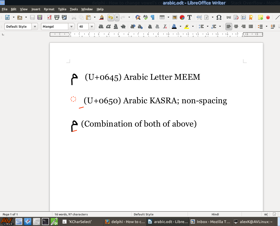 How To Change Arabic Vowel diacritic Colors That Are Seperate From Base