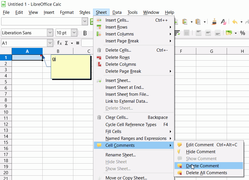 LibreOffice Calc Delete Insert Comments English Ask LibreOffice