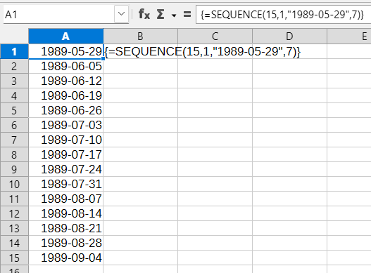 Try to make a list with dates jumping 7 days - English - Ask LibreOffice