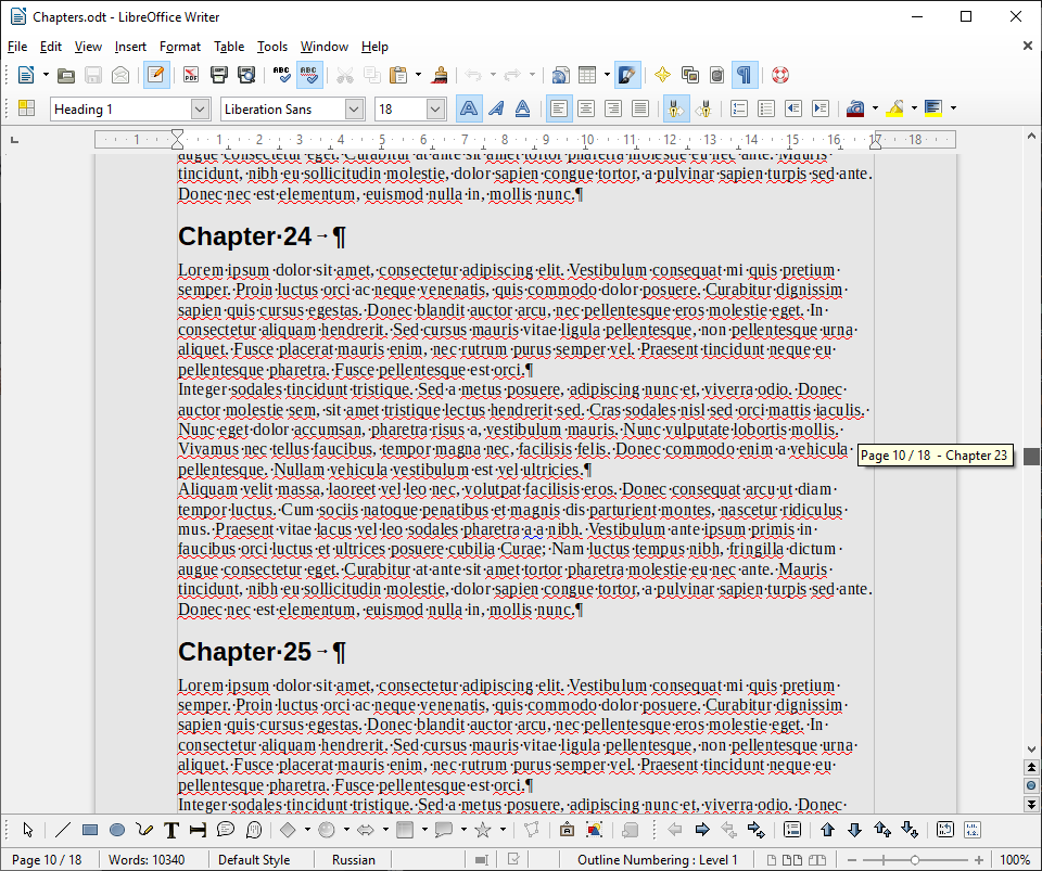 Floating chapter heading - English - Ask LibreOffice