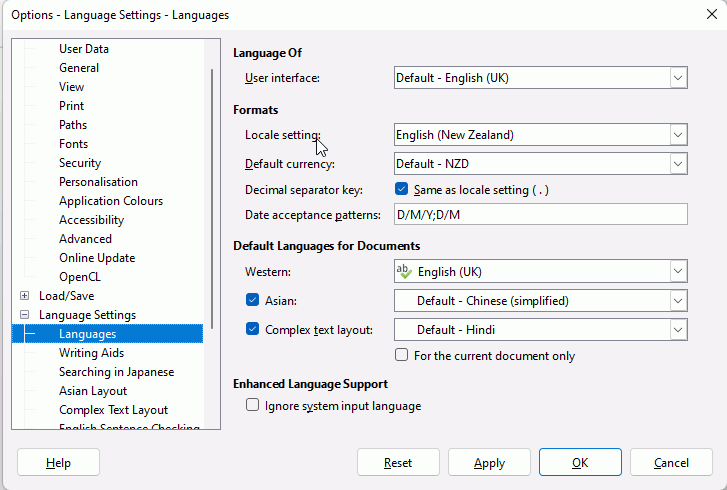 Default Paper Size English Ask LibreOffice