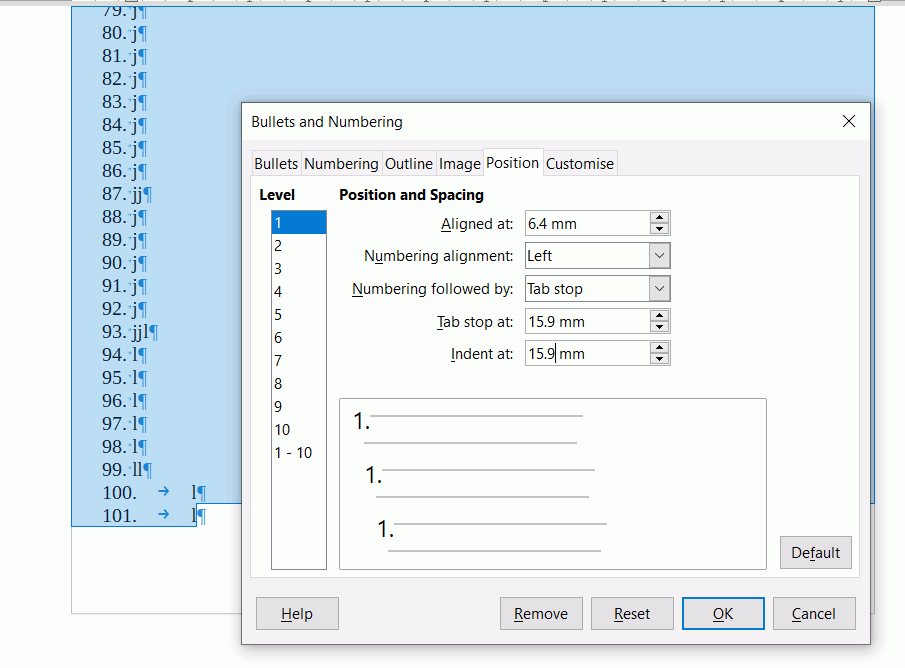 Numbered List Text Indent Screws Up At Point 100 English Ask LibreOffice