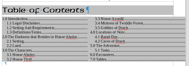 LibreOffice Writer Table Of Contents Two Columns Page Numbers Outside 
