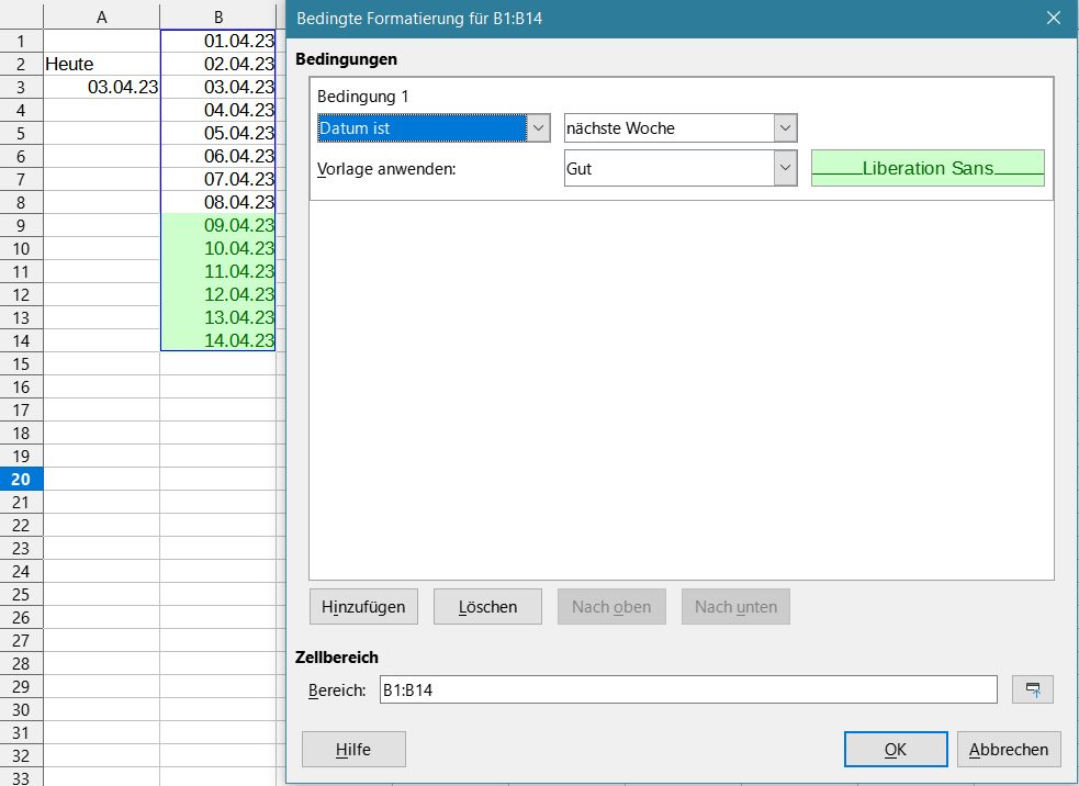 Calc Conditional Formatting Start Of The Week Why Not Monday