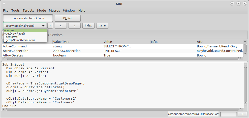 Macro To Update data Source Property On The Writer Form Of A Template 