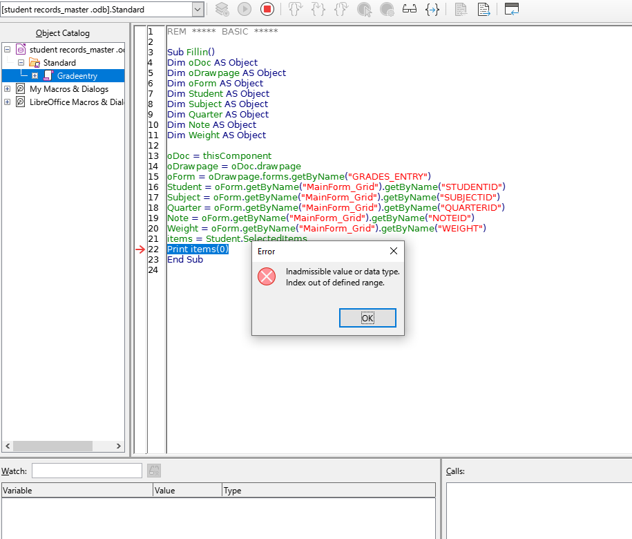 Listbox Macro English Ask LibreOffice