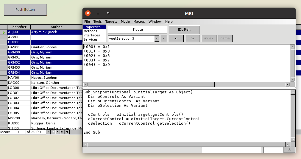 How to get informations about selected lines in a grid control? - English - Ask LibreOffice